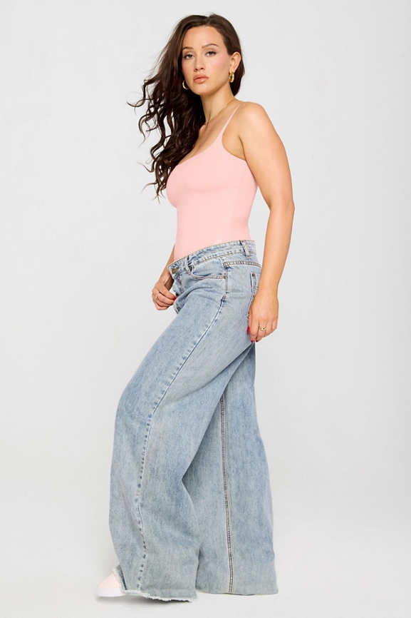 Snug Cotton Strappy Thong Bodysuit - Yitty