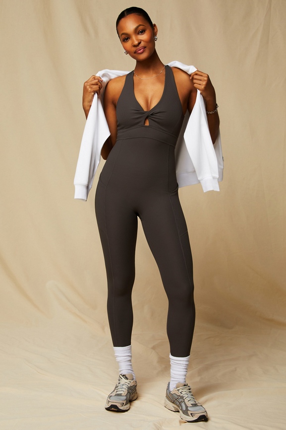 Oasis Rib Twist Front 7/8 Jumpsuit - Fabletics Canada