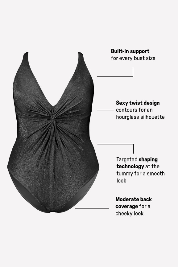 Shaping Swim Luxe Twist Plunge One Piece - Yitty